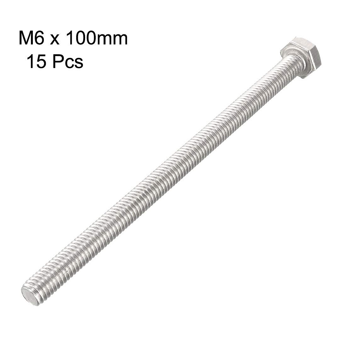 uxcell M6x100mm Hex Bolts 304 Stainless Steel Hexagon Screw Bolt 15pcs