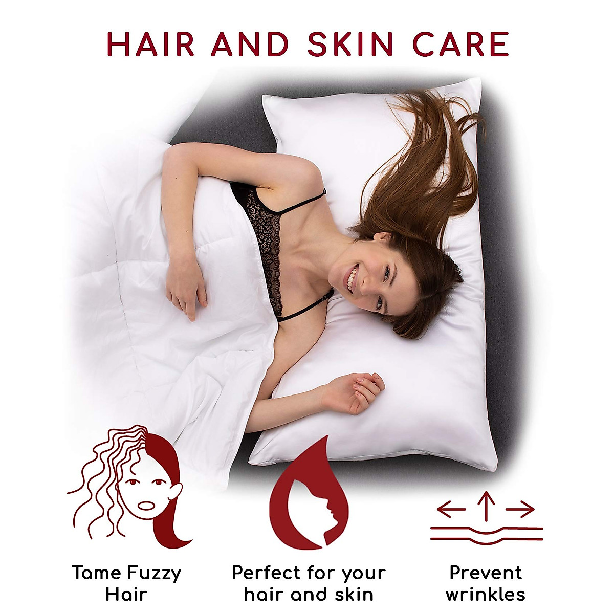 Mellanni Pure Silk Throw Pillowcase - Perfect for Hair and Skin, Preventing Wrinkles - Easy Care - Naturally Cooling Silk Pillow Cover with Hidden Zipper (Throw, White)