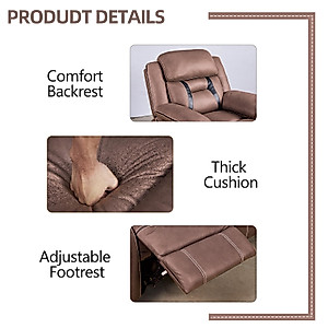 EBELLO Leather Manual Reclining Sofa, 3 Seat Recliner Sofa with Overstuffed Armrest and Headrest, Couch for Living Room, Bedroom Furniture, Meeting Room, Brown (3 Seat Sofa)