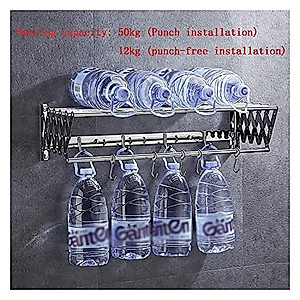 XMCX Retractable Wall Mounted Drying Rack Clothes Drying Rack Laundry Hanger with Hooks Foldable Clothes Dry Rack Space Saving Retractable Rack Easy Storage (Size : 60cm)