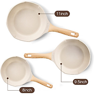 VONIKI Nonstick Frying Pans With Lid Granite Frying Pan Set, Induction Omelette Pans for Cooking Skillet Set Non-stick Cookware Set, Kitchen Skillet Pans Non Sticking Chef's Pan Pot and Pan Gift