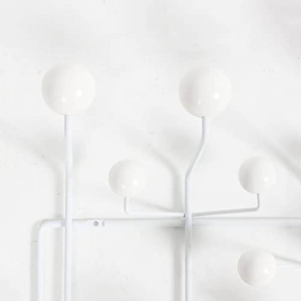 SHISEDECO Classic Hang it All Coat Rack, Mid Century Modern Wall Mounted Coat Hooks with Painted Solid Wooden Balls(Multi Colors Available) (White)