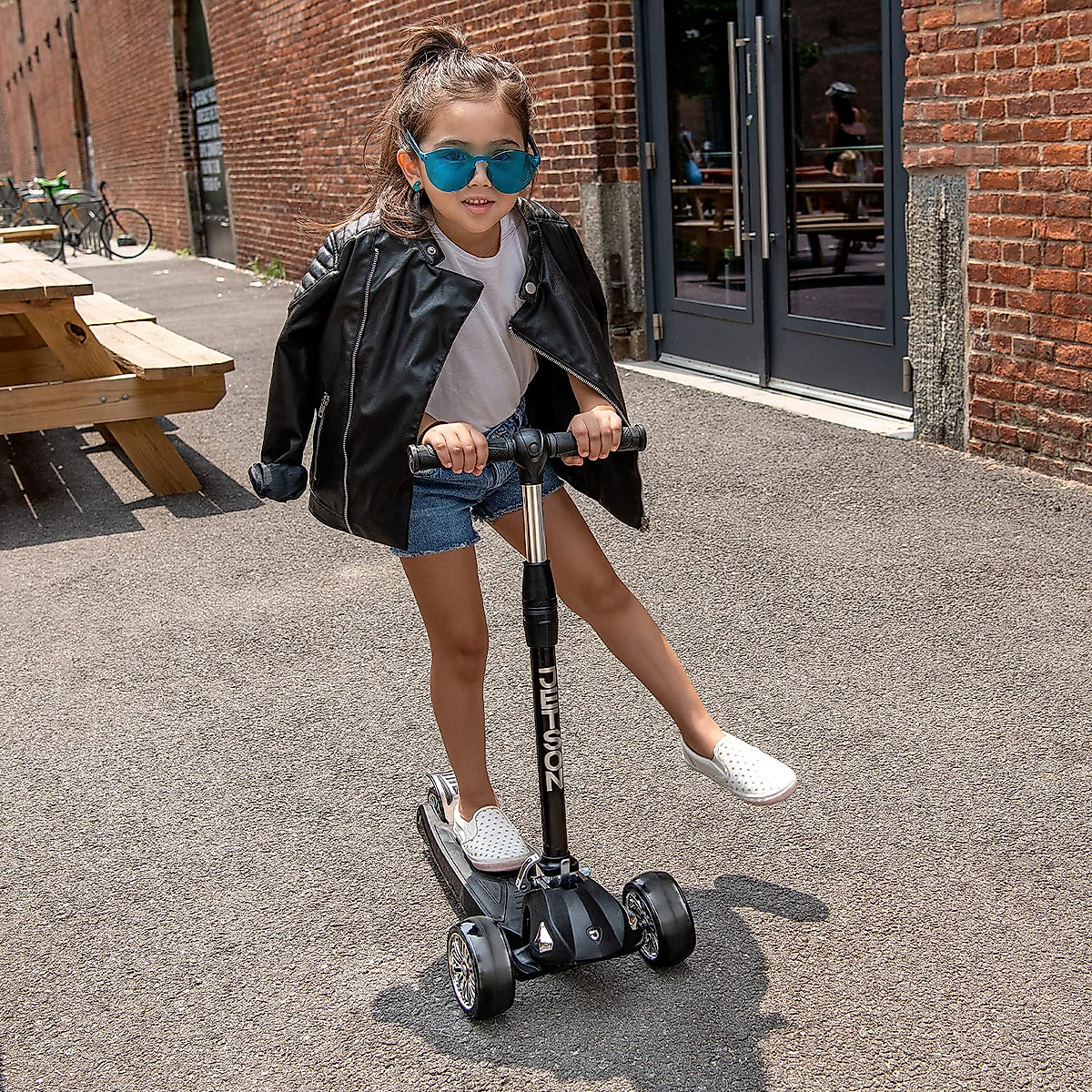 Jetson Scooters - Triton 3 Wheel Kick Scooter (Black) - Collapsible Portable Kids Three Wheel Push Scooter - Lightweight Folding Design - High Stability Lean-to-Steer Safety