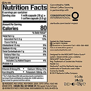 Dolce Gusto Starbucks Coffee, Latte Macchiato, (Packaging May Vary) 12 Count, Pack of 3