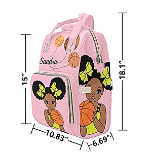 Custom Pink Basketball Girl Diaper Bag with Name Backpack Large Capacity Baby Bag for Women Men Mother Dad Gifts