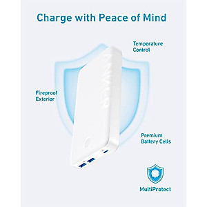 Anker 335 Power Bank (PowerCore 20K), 20W Portable Charger with USB-C Fast Charging, Works for iPhone 13/12 Series, Samsung, iPad Pro, AirPods, Apple Watch, and More (White)