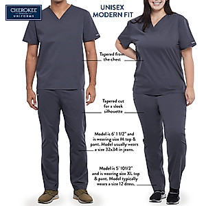 Cherokee Adult's Unisex Top and Scrub Pant Set, Caribbean Blue, Medium