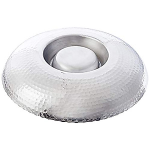 KINDWER Hammered Aluminum Chip and Dip Bowl, 16-Inch, Silver