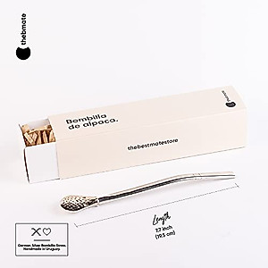 TheBmate Deluxe Bombilla Mate (Mate Straw) – Flat Yerba Mate Bombilla Straw - Crafted German Silver (Alpaca) Bombilla Straw - Handmade in Uruguay – Cleaning Brush included