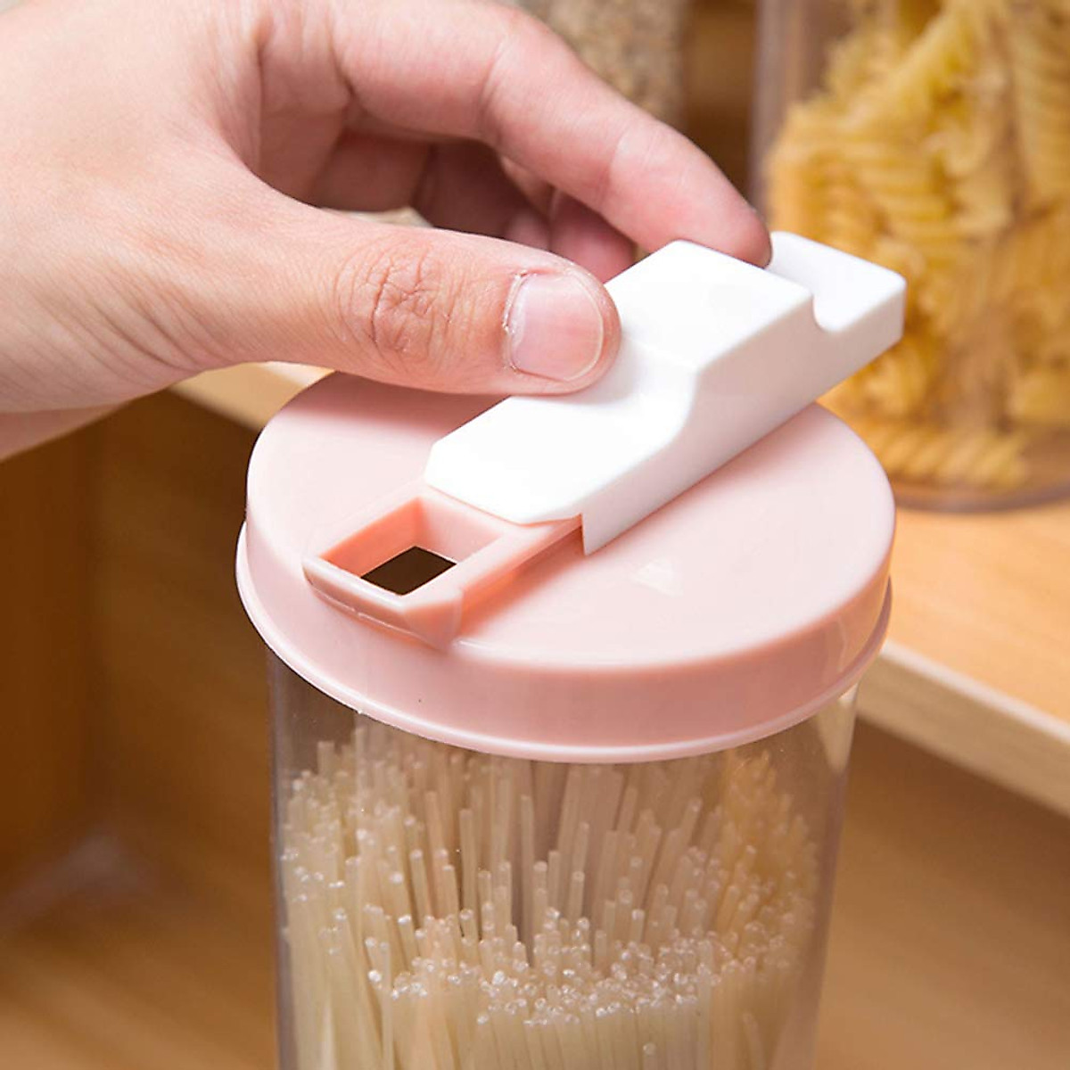 Hemoton 2Pcs airtight food canister food storage containers spaghetti holder plastic spaghetti noodle container cereal dispenser jar Jars for Spaghetti dry food container flour oatmeal