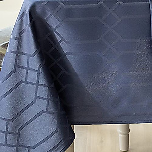 Benson Mills Solid Chagall Spillproof Fabric Table Cloth, for Everyday, Parties, Weddings, & Holiday Tablecloth (60" x 120" Rectangular, Indigo)