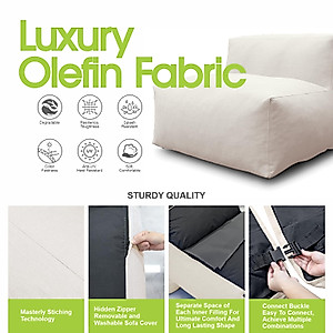 Modern ANNY-H Middle Chair OUTDOOR Furniture Patio Couch CREATING a UNIQUE Patio Garden Modular Contemporary Sofa (light beige)