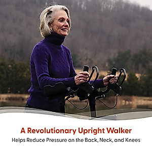 So Lite Glide Backsaver Rollator Walker - Upright Walkers for Seniors with Seat and Armrest - Stand Up Rolling Walker (Black)