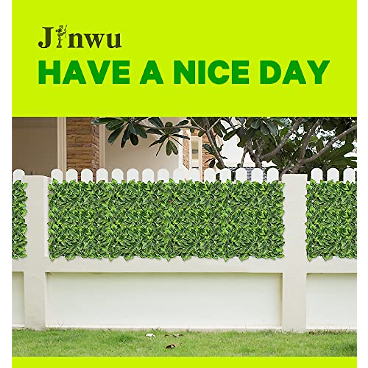 Jinwu Artificial Ivy Privacy Fence Screen, 100x70 Inch Artificial Faux Ivy Hedge, Expandable Faux Privacy Fence with 80 pcs Zip Ties Decoration for Wall Screen, Outdoor Garden, Wedding Decor