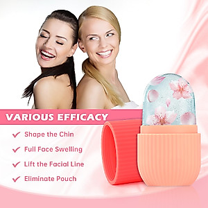 Ice Roller for Face and Eye, Upgrated Ice Face Roller Puffiness Relief Ice Roller Skin Care Tools, Ice Facial Cube,Self Care Gift for Men Women, Silicone Ice Mold for Face Beauty (Red)