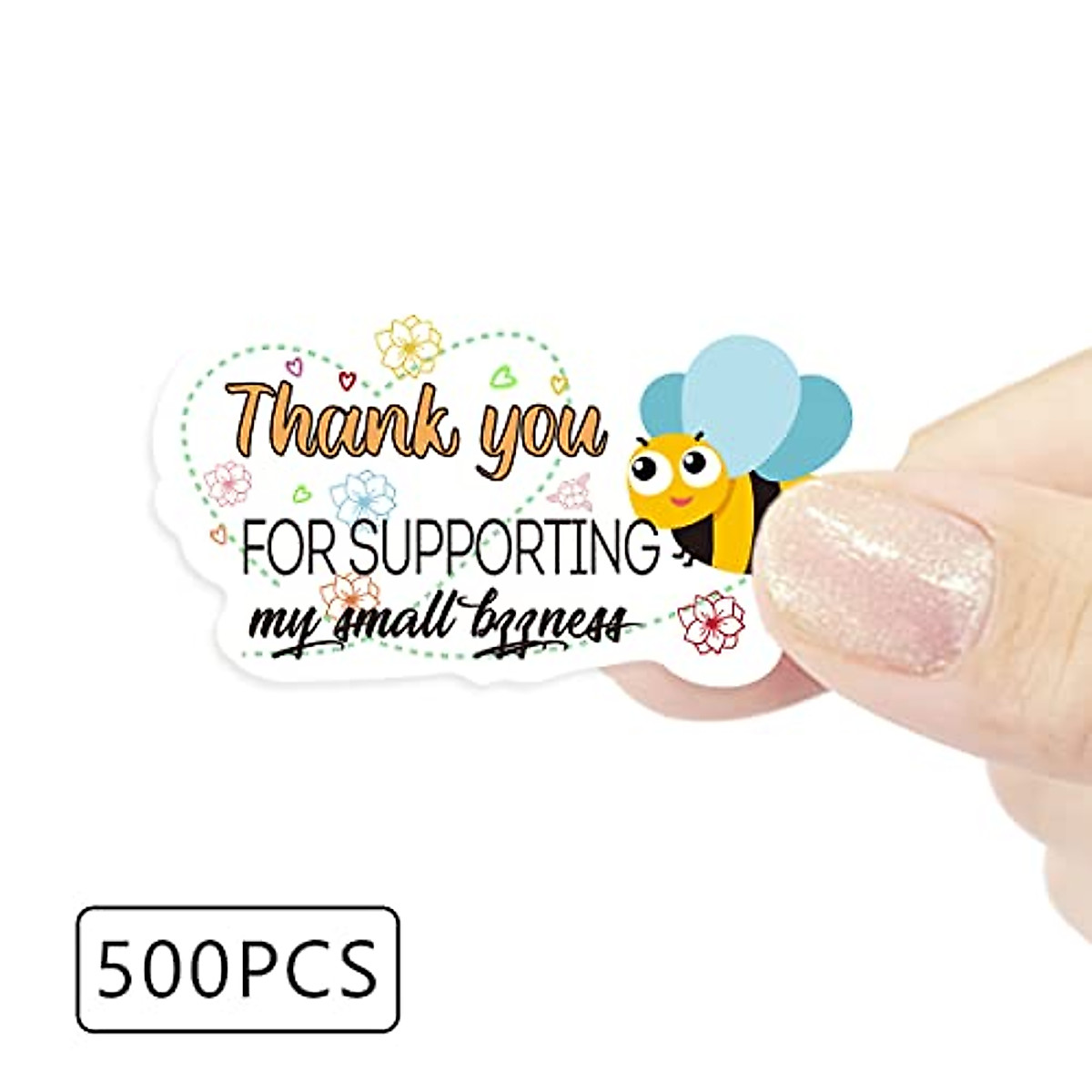 Wailozco Thank You Bee Stickers,Thank You Stickers,Handmade Stickers,Small Shop Stickers,Envelopes Stickers for Small Business, Online Retailers,Handmade Goods,500 Labels Per Roll
