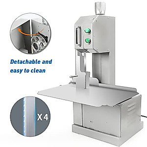 850W Commercial Meat Saw Bone Cutter 19.1"x14.2" Workbench for Butchering, 110V 1.2HP Butcher Bandsaw Electric Frozen Meat Cutting Machine with 6 Sawing Blade