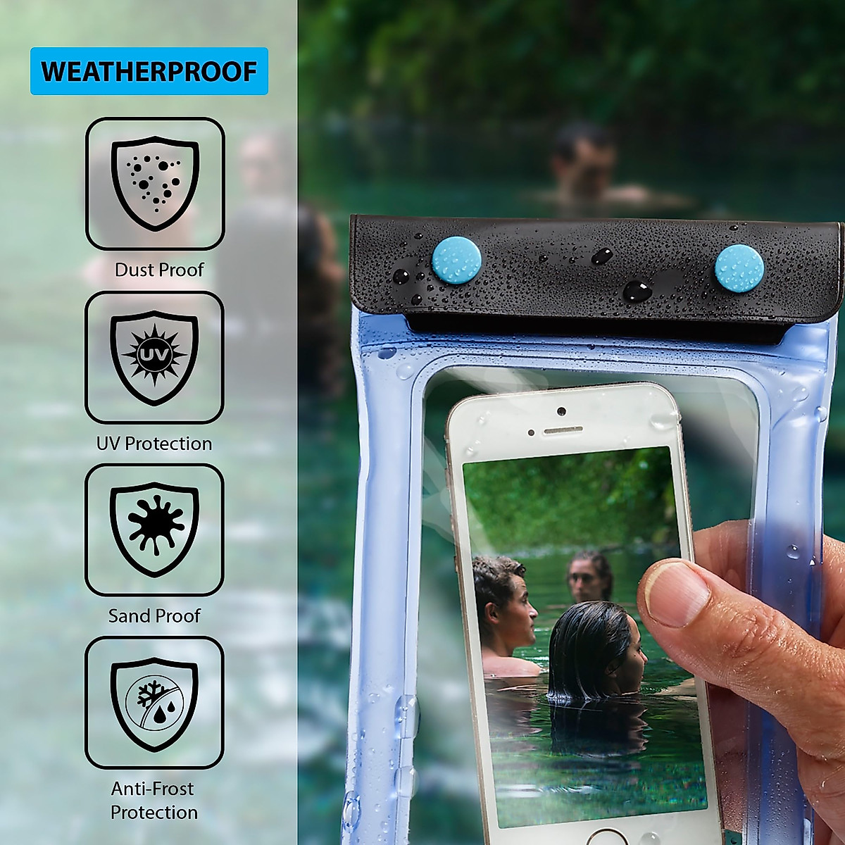 Lewis N. Clark WaterSeals Triple Seal Floating Waterproof Pouch + Dry Bag for Cell Phone, Great for Kayak, Canoe, Pool, Beach, Clear