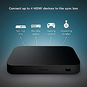 Philips Hue Play HDMI Sync Box to Sync Hue Colored Lights & White A19 Medium Lumen Smart Bulb, 1100 Lumens, Bluetooth & Zigbee Compatible (Hue Hub Optional), 1 Bulb