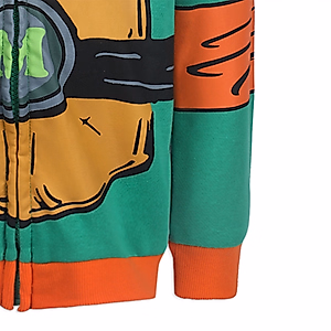 Nickelodeon Teenage Mutant Ninja Turtles Michelangelo Boys Zip Up Hooded Sweatshirt for Big Kids Green