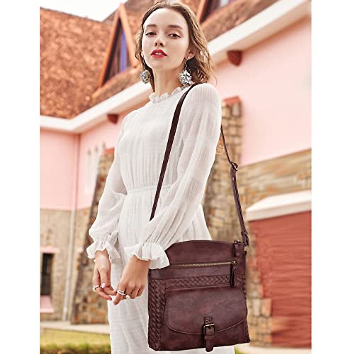 KouLi Buir Crossbody Purses for Women - PU Leather Shoulder Handbags Sling Bag Crossboby Bags Medium Multi Pockets (Dark Brown)