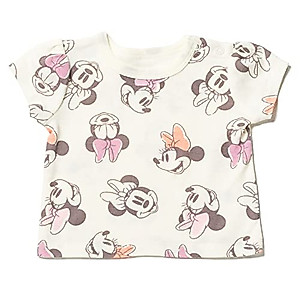 Disney Minnie Mouse Infant Baby Girls French Terry Short Overalls T-Shirt and Hat 3 Piece Outfit Set Pink 18 Months