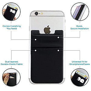 Hoblaze Phone Card Holder Stretchy Lycra Wallet Pocket Credit Card ID Case Pouch Sleeve Adhesive Sticker Compatible with iPhone Samsung Galaxy Android Smartphones - 3Pack Black
