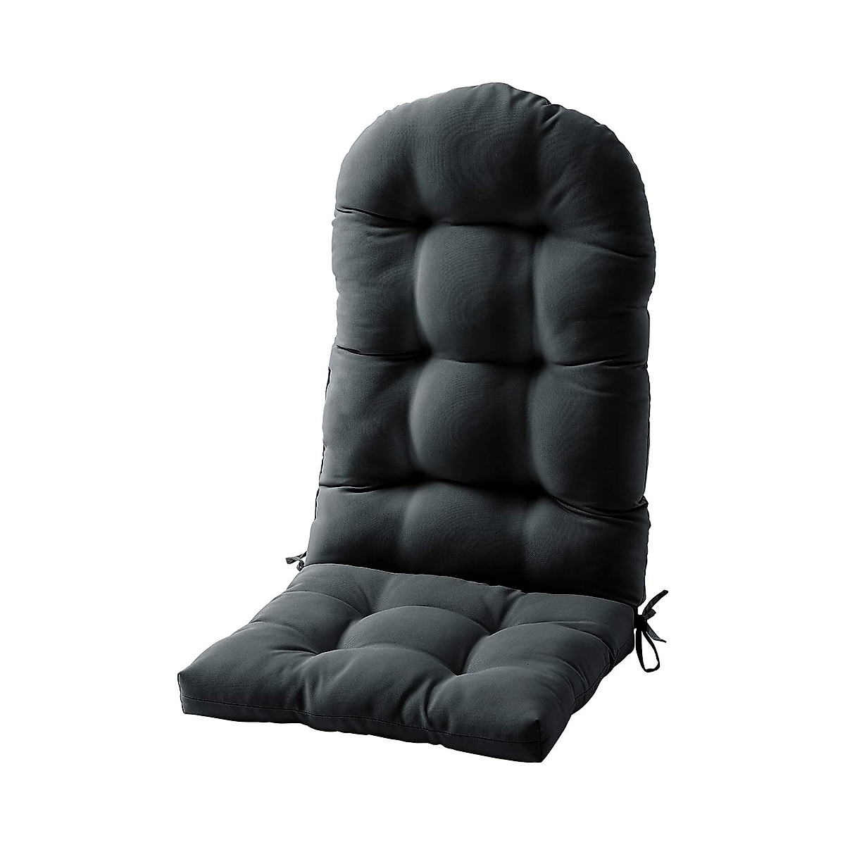 FILUXE Adirondack & Rocking Chair Cushion, High Back Patio Cushions - Waterproof Solid Tufted Pillow, Indoor/Outdoor Pads with Ties, Fade-Resistant & Seasonal All Weather Replacement (Deep Gray, 1)