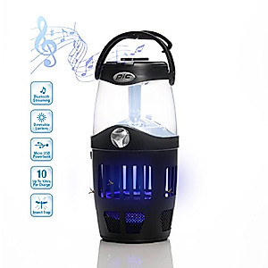 PIC Out- LAN 4-in-1 Portable Insect Trap Lantern & Bluetooth Speaker, Black