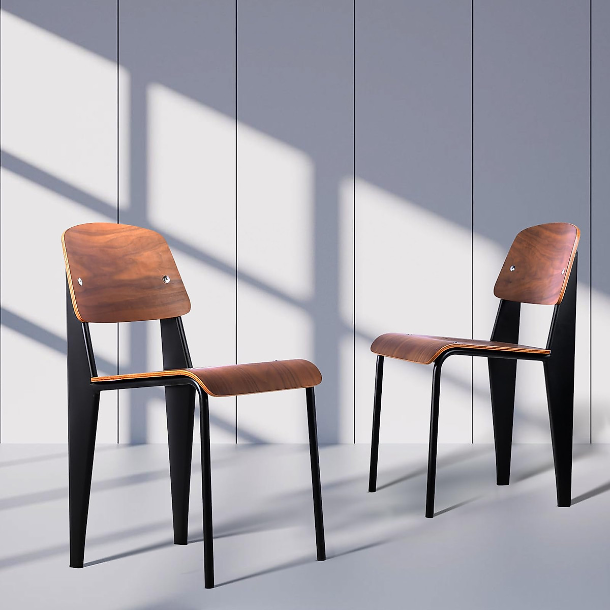 LOKKHAN 3-Piece Table & Chairs Set, Indoor-Outdoor Patio Balcony Frontporch Bar Pub Garden Coffee Bar Set, (27.5" Round Marble Top Table, with 2 Jean Prouve Standard Dining Chairs, Space-Saving)