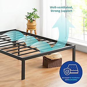 Olee Sleep 16 Inch Dura Metal Steel Slate Bed Frame, Twin XL, Black