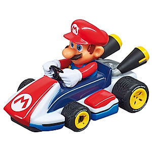 Carrera First Mario Kart - Slot Car Race Track with Spinners - Includes 2 Cars: Mario and Peach - Battery-Powered Beginner Racing Set for Kids Ages 3 Years and Up