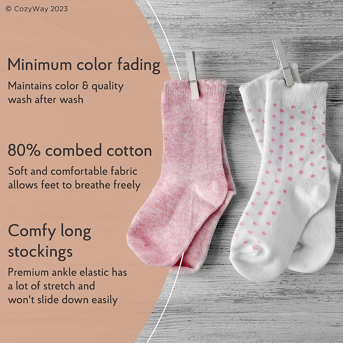 CozyWay Baby Knee High Socks For Baby Girls Infant 0-6 Months 3-3 Pack