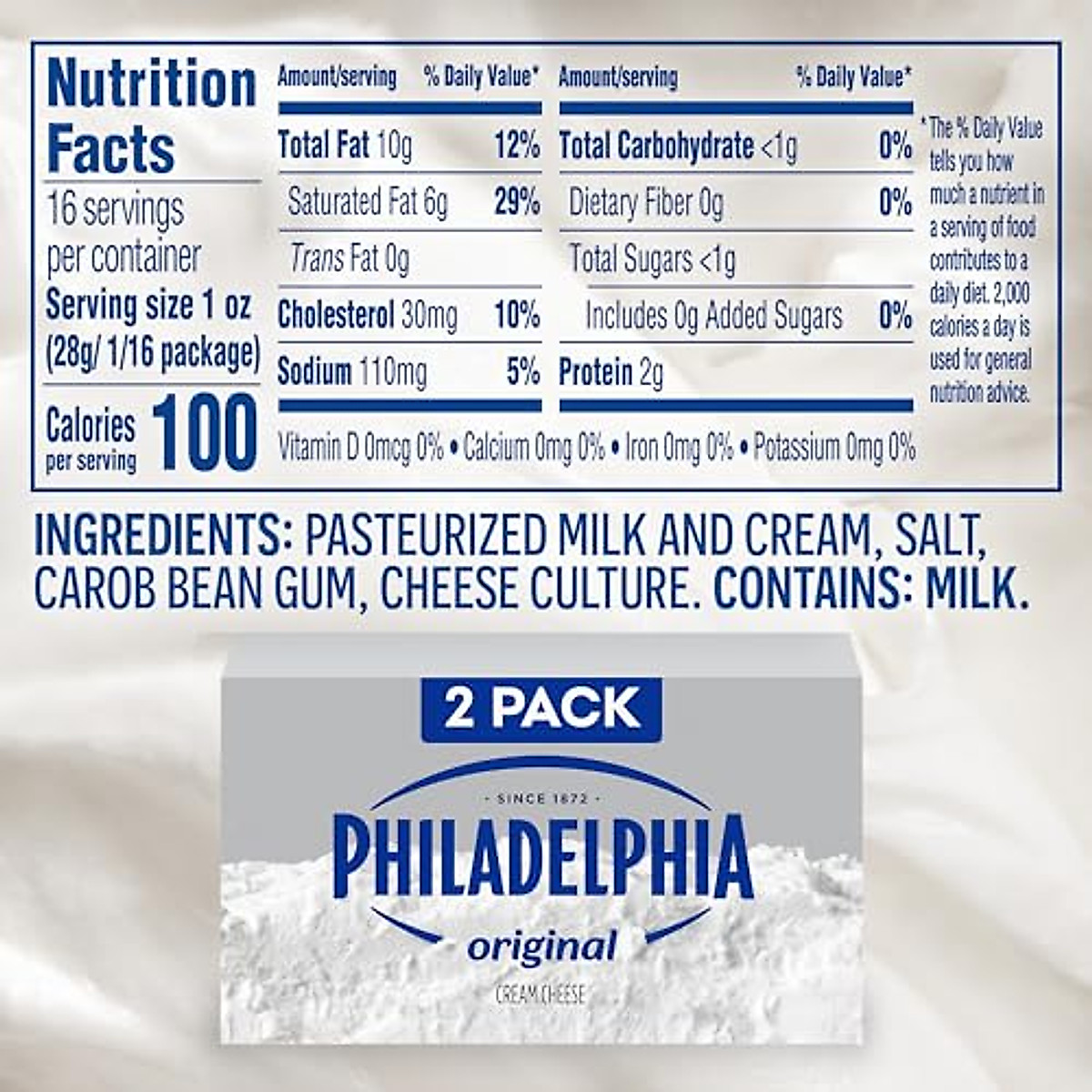 Philadelphia Original Cream Cheese, 2 ct Pack, 8 oz Brick