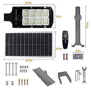 1200W Solar Street Lights Outdoor,42000 Lumens Daylight Solar Led Light with Remote Control,Dusk to Dawn Solar Security Flood Lights