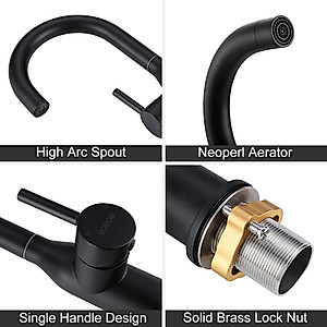 WOWOW Black Bathroom Faucet Stainless Steel Bar Faucet Single Handle Bar Sink Faucets High Arc Lavatory Sink Faucet Mixer Small Kitchen Tap Faucet with Supply Hoses