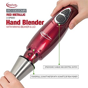 Betty Crocker WACBC3302CMR Hand Blender with Mixing Beaker and Lid, One Size, Red