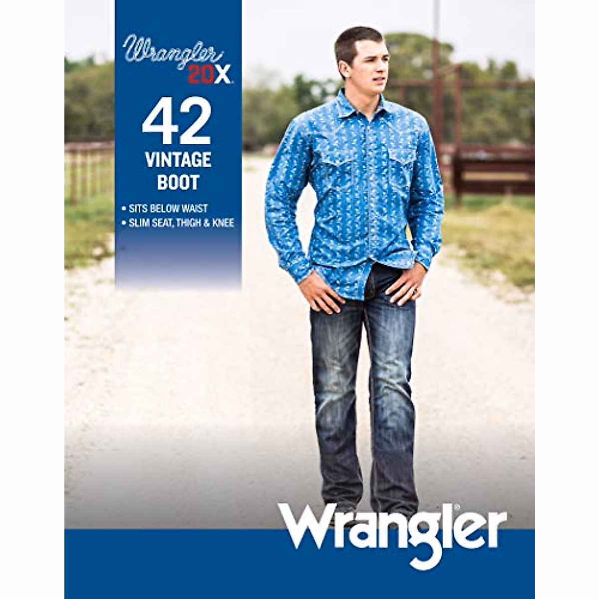 Wrangler mens 20x No. 42 Vintage Boot Cut Jeans, Midland, 28W x 32L US