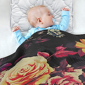 Kigai Floral Bird Pattern Baby Blanket for Boys Girls, Swaddle Blankets Soft Cozy Nursery Receiving Blankets Travel Blanket Throw Blankets for Toddler Newborn, 30 x 40 Inch