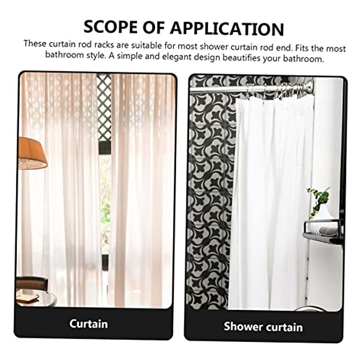 DECHOUS 3pcs Hook Bracket Shower Curtains Hooks Wall Mounted Holder Shower Curtain Holder Adhesive Curtain Rod Holders Shower Rod Mount Retainer Curtain Rod Support Shower Rod Holder Abs
