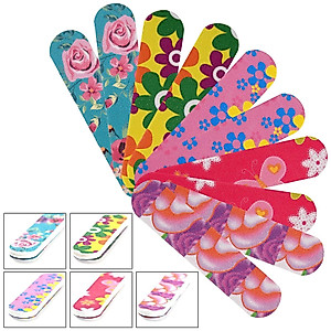 100 Pcs Colorful Nail Files Double Sided Emery Boards Manicure File and Buffers Floral Nail Tools for Women 2.56 x 0.59 Inch, 5 Colors