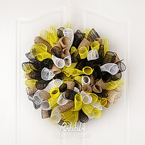 Ribbli White Metallic Mesh Ribbon,10 inch x 30 feet(10Yard), White with Silver Foil, Christmas Ribbon for Wreath Swags and Christmas Tree Decoration