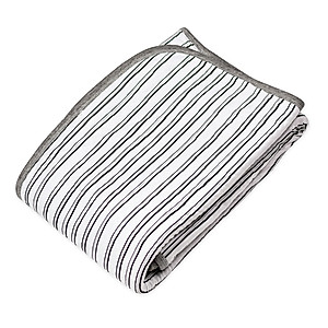 HonestBaby Organic Cotton Matelasse Reversible Receiving Blanket, Sketchy Stripe, One Size
