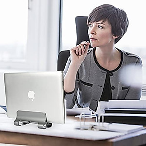 Vertical Laptop Organizer, Laptop Stand, Adjustable Vertical Desktop Base, Laptop and Accessories for MacBook Pro/Air