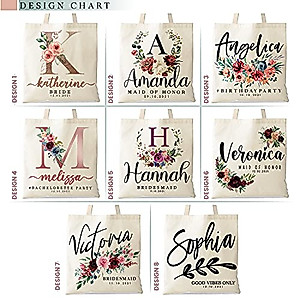 Generic Personalized Wedding Tote Bags Gift, Bride - Customized Floral Women Bag Custom Funny Beach Travel Grocery Bridesmaid Bachelorette Party Accessories Gifts C2, Beige, Single