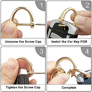 OHKYOOT Leather Wristlet Keychain,Wallet Keychain Car Key Chain with 3 Key Ring,Anti-Lost D Ring and Mini Wallet (Black)