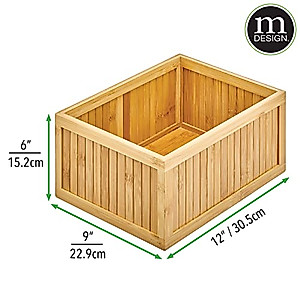 mDesign Bamboo Panel Kitchen Cabinet and Shelf Pantry Organizer Bin - Eco-Friendly, Multipurpose - Use on Countertops, Shelves or in Pantry - 3 Pack - Natural Bamboo