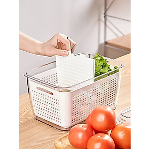 SHEBI PRODUCT - 3-Pack Refrigerator Organizer Bins- Clear Plastic Fridge Organizer for Fruit & Produce with Removeable Tray- Stackable Kitchen Organization- Fruit Containers for Fridge (White)