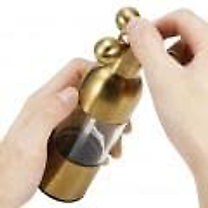 Pepper Grinder Refillable, Stainless Steel Spice Grinder Kitchen Tool 7.1 x 2.8 x 1.9in Pepper Salt Spice Mill Grinder Seasoning for Cooking (Gold)