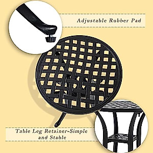 ZOTORUN Outdoor Cast Aluminum Side Table End Table for Patio, Backyard, Pool, Indoor Companion, Easy Maintenance and Weather Resistant, Black